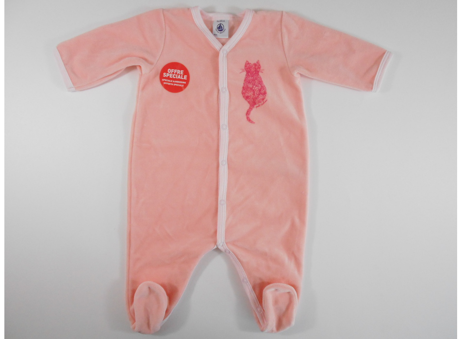 Pyjama velours rose chat NEUF - Petit Bateau - Pyjamas | Mon Petit Doudou